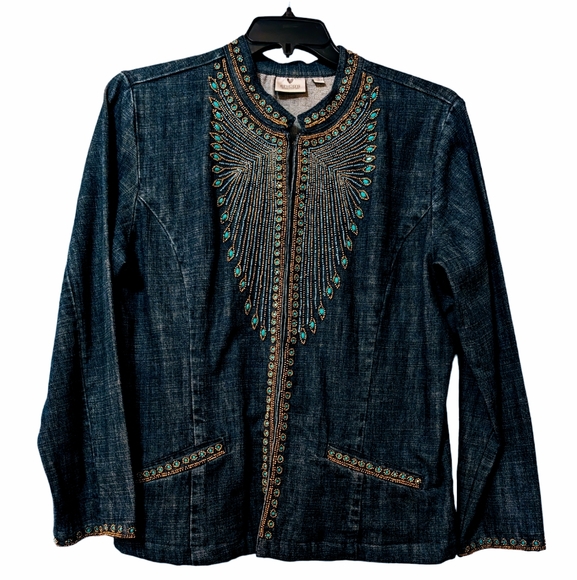 Chico's | Jackets & Coats | Vguc Vintage Chicos Limited Edition Beaded Jean Jacket | Poshmark